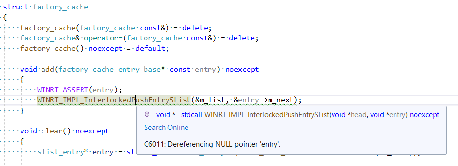 C6011 code analysis warnings in base.h · Issue #616 · microsoft ...