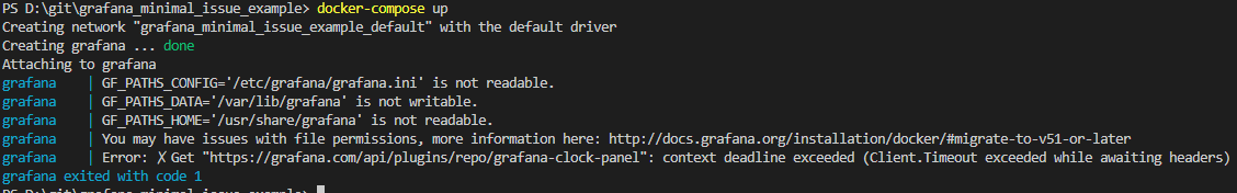 Run grafana with docker without internet. Client.Timeout exceeded while awaiting headers · Issue ...