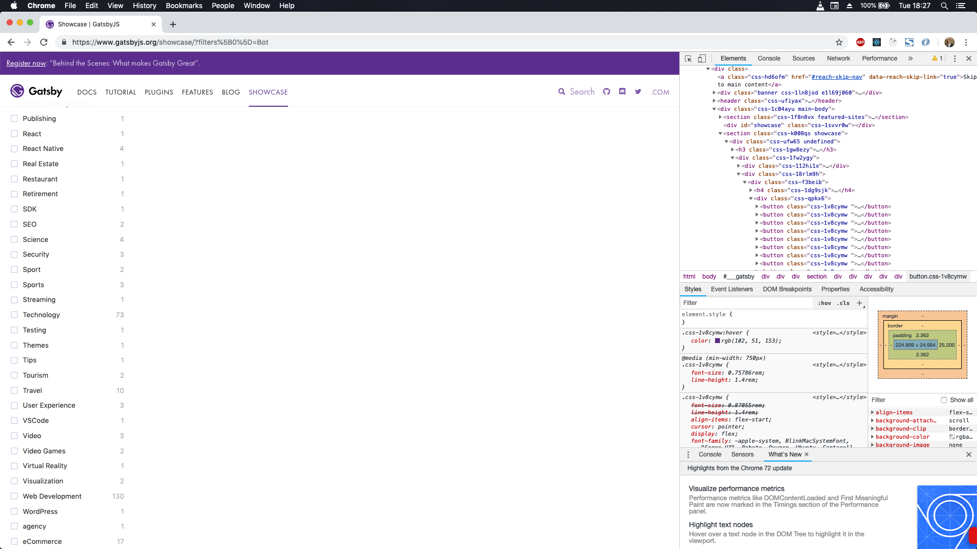 chore(www): Gatsby Showcase site categories sticking out from the page. · Issue #11574 ...