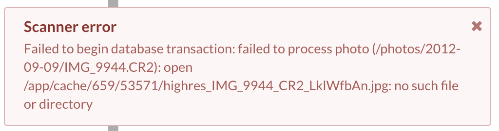 Failed to begin database transaction: failed to process photo: no such file or directory · Issue ...