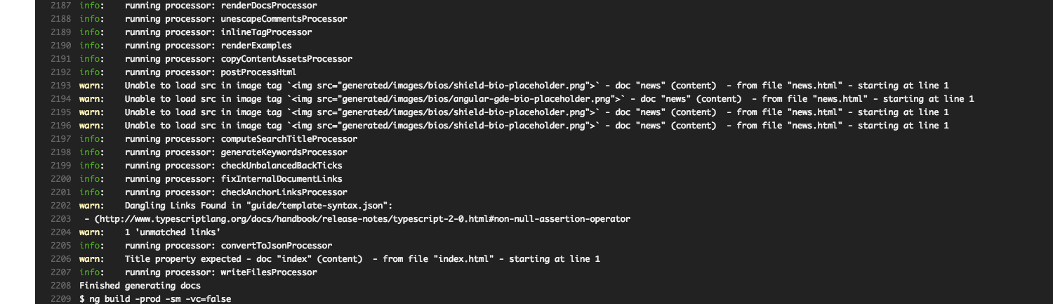 aio: bunch of dgeni warnings that need fixing · Issue #17549 · angular/angular · GitHub