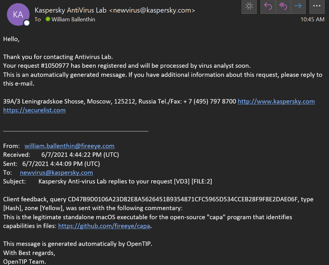 CAPA MacOS release detected as malicious on VirusTotal · Issue #614 · mandiant/capa · GitHub