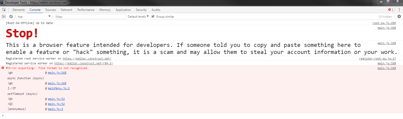 Construct 3 Desktop - NW.js "Mac64" Export Is Causing An Unknown Error · Issue #1474 · Scirra ...