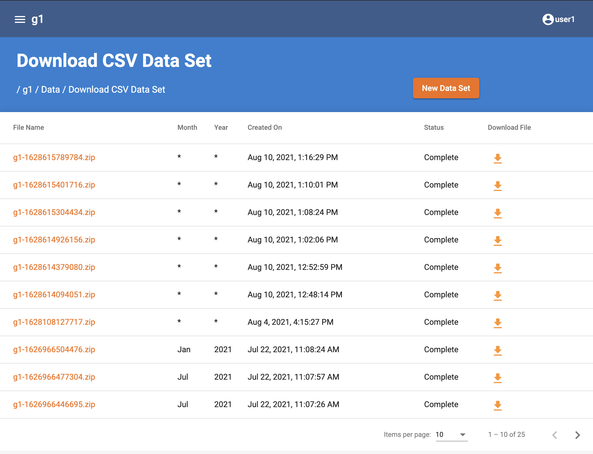 Data Manager requests and downloads CSVs for multiple forms as a set ...