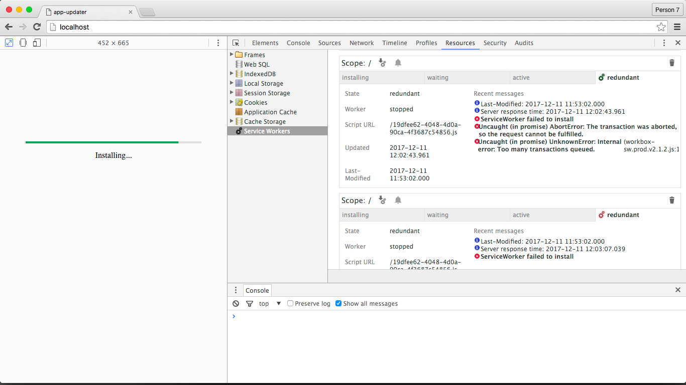 Service worker cache network requests canceled, "Too many transactions queued" · Issue #1115 ...