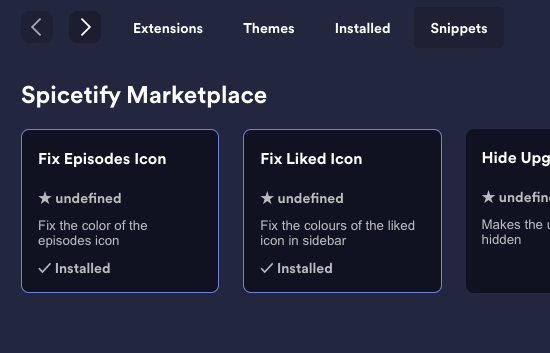 Snippets show undefined star count · Issue #82 · spicetify/marketplace · GitHub