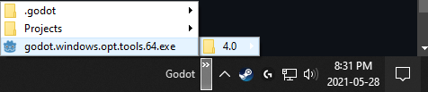 Project Manager crashes if you launch Godot through a taskbar toolbar on Windows 10 (regression ...