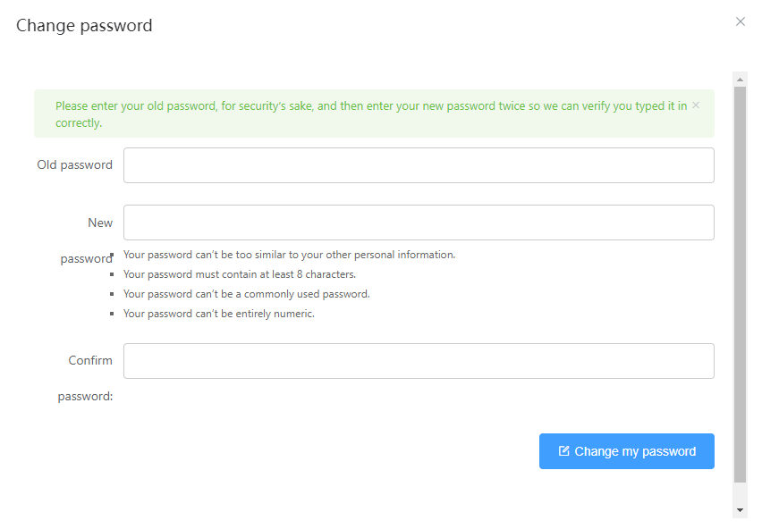 Change password页面错位 · Issue #464 · newpanjing/simpleui · GitHub