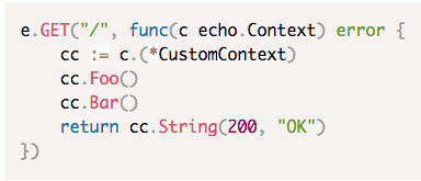 I got error when use `CustomContext` echo.Context is *echo.context, not main.CustomContext ...