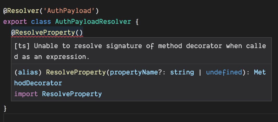 Decorator `ResolveProperty` ts error · Issue #73 · nestjs/graphql · GitHub