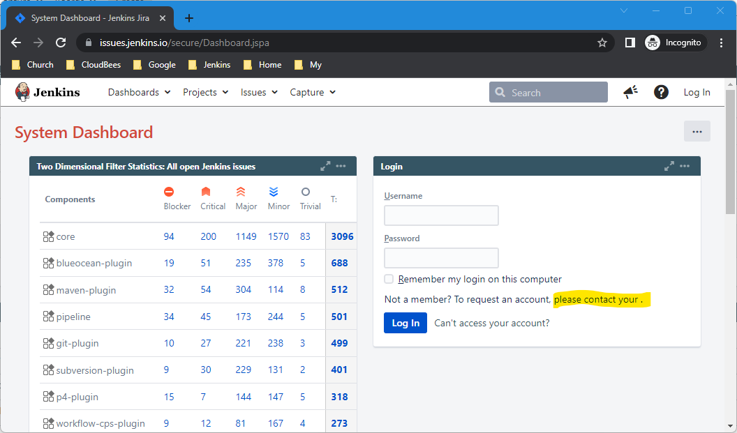 Sign Up link on https://issues.jenkins.io/ is not clickable. User has ...