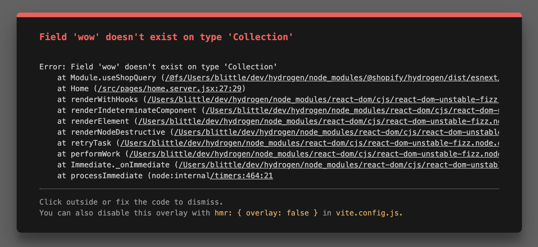 fix: make sure all errors present a nice error to the user in dev mode ...