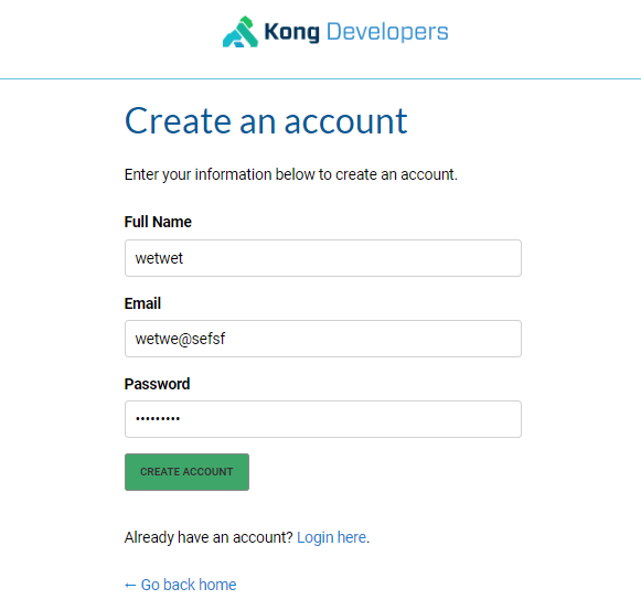 Not able to create an account from developer portal · Issue #5467 · Kong/kong · GitHub