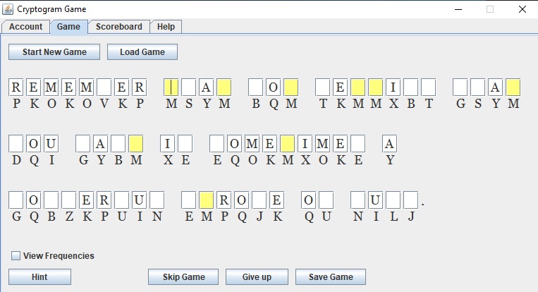 GitHub - pdimitrov97/cryptogram-game: A simple cryptogram game using substitution cipher