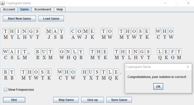 GitHub - pdimitrov97/cryptogram-game: A simple cryptogram game using ...
