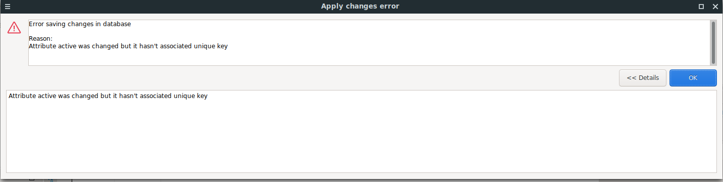 Dbeaver does not save data. The attribute was changed but it hasn't ...