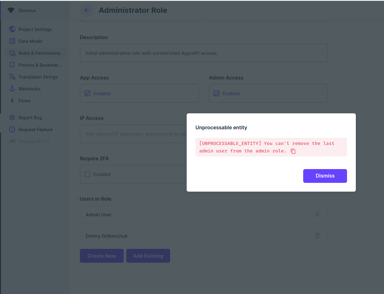 Unable to add users to admin role via the role's page · Issue #16556 · directus/directus · GitHub