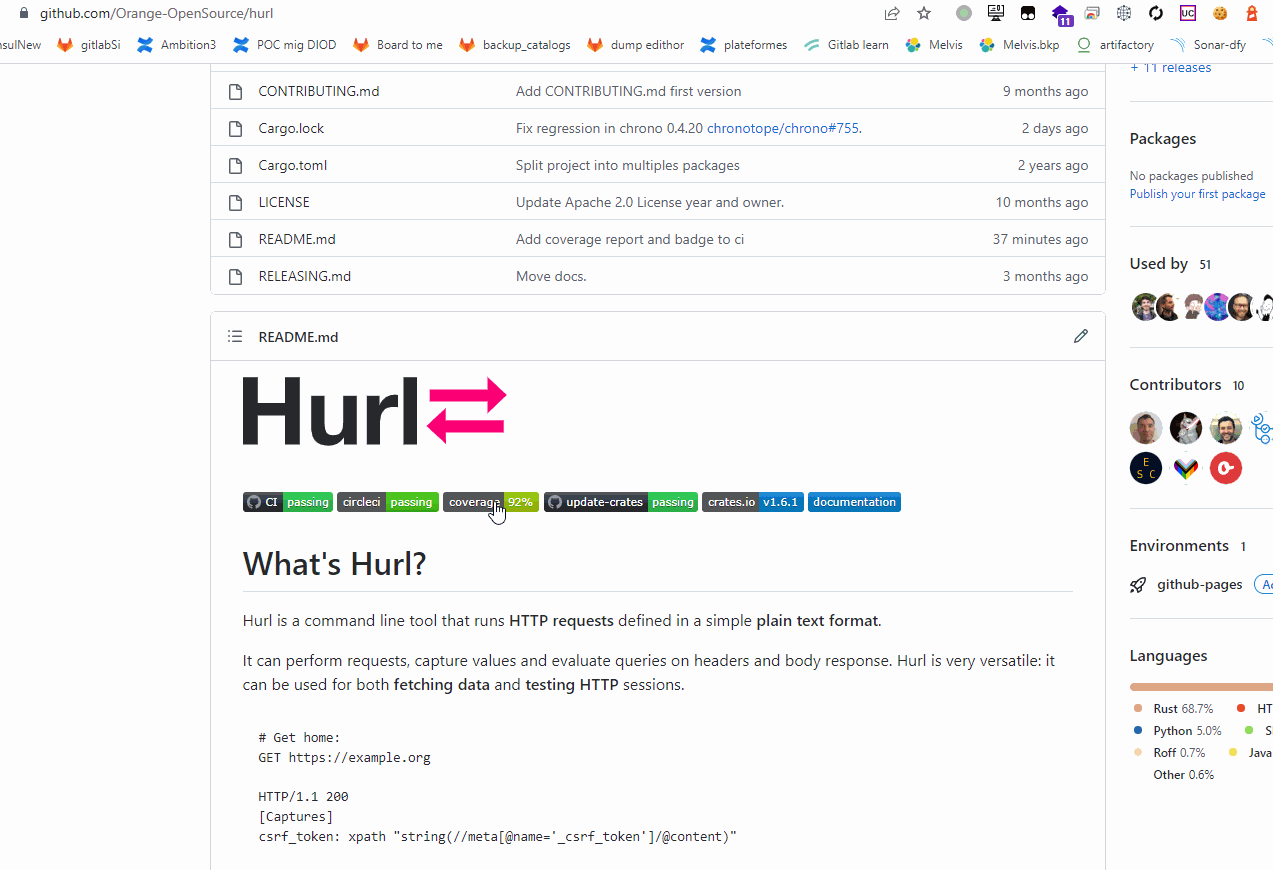 Add coverage report to the pipeline · Issue #746 · Orange-OpenSource/hurl · GitHub