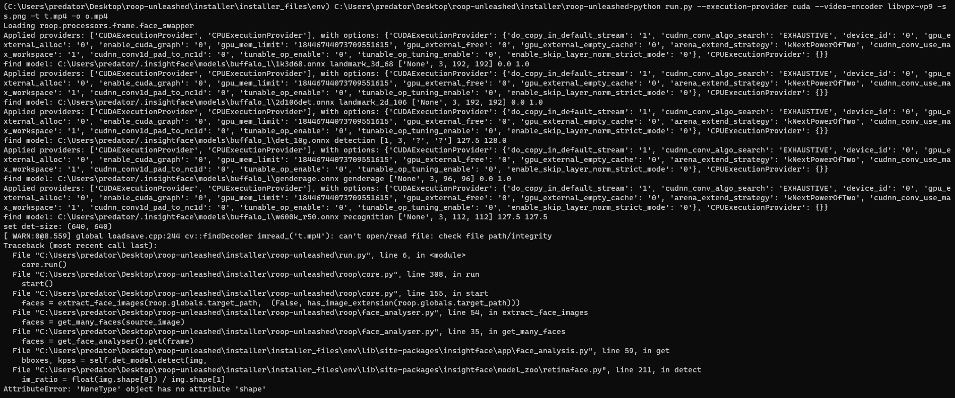 CLI is broken · Issue #78 · C0untFloyd/roop-unleashed · GitHub