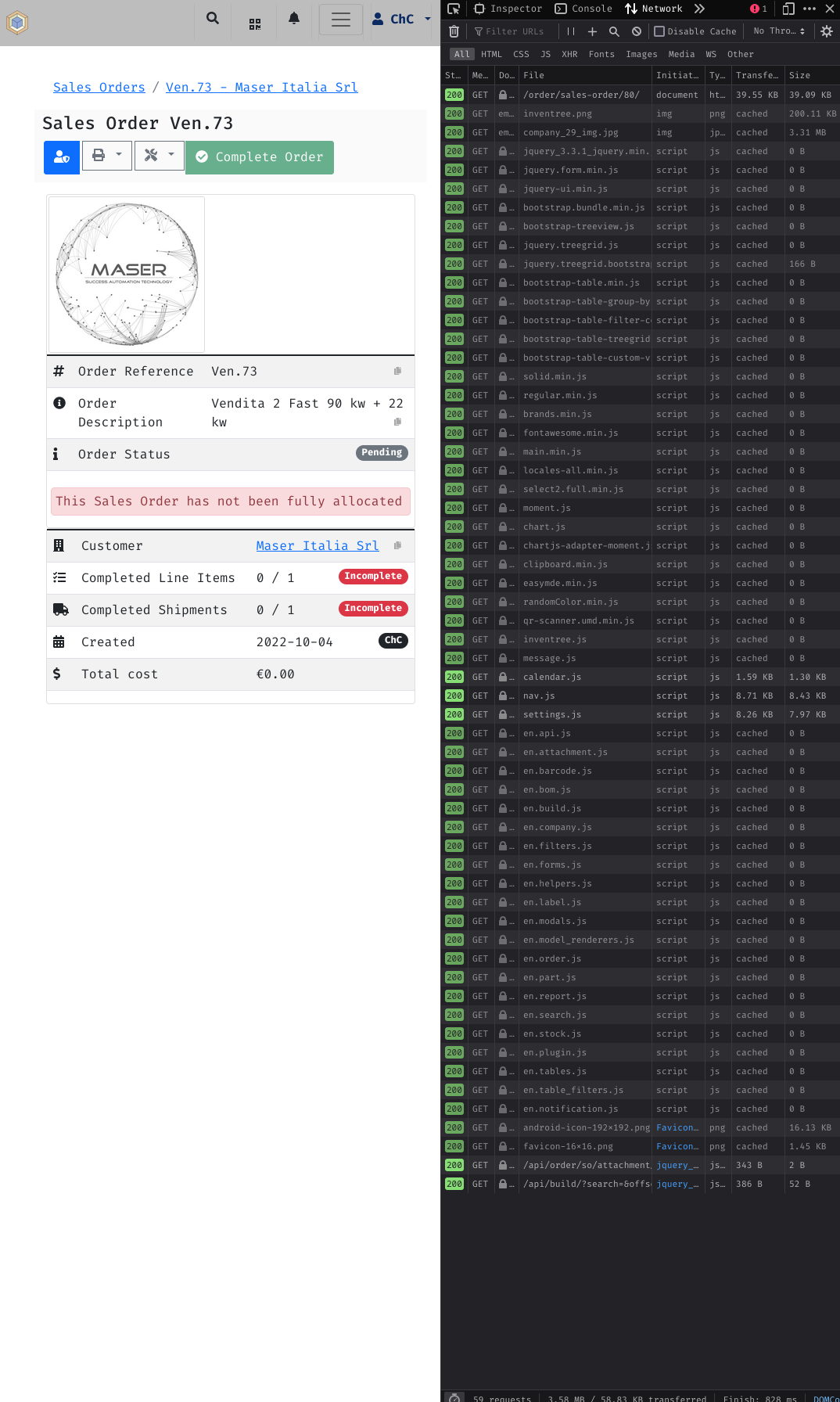 after update from old version, sales orders dashboard shows only the summary, without lines list ...