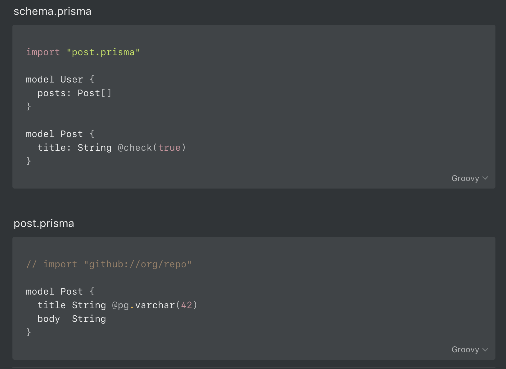 Incorporate file importing into schema spec · Issue #10 · prisma/specs · GitHub