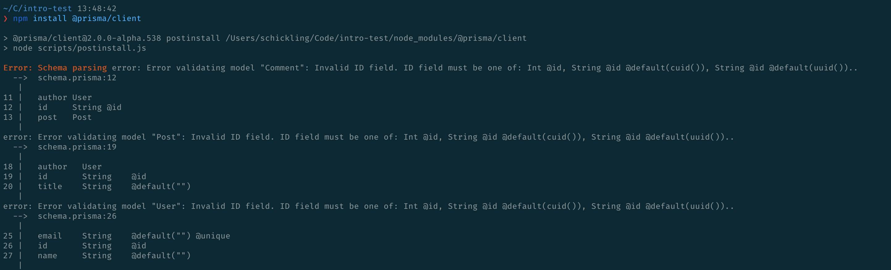 Introspection produces invalid schema: Invalid id field configuration ...