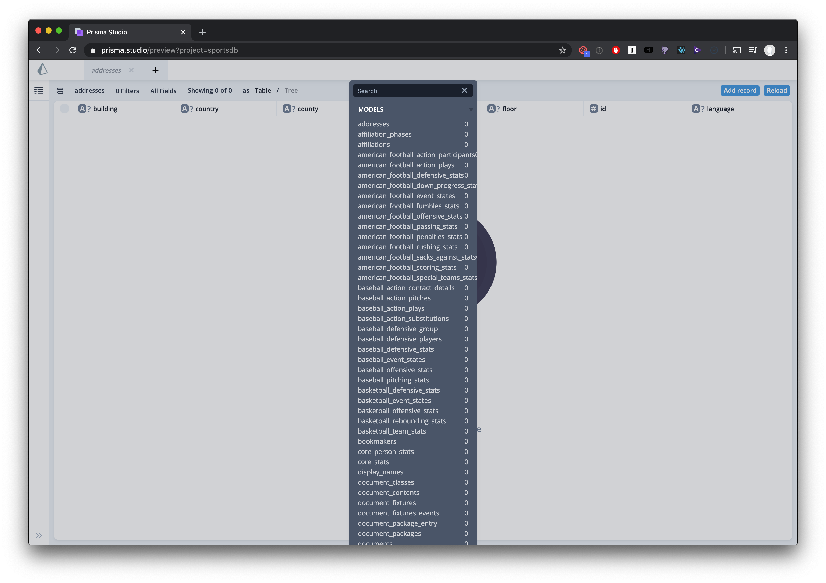 New tab popup is broken for large model names and large number of models · Issue #409 · prisma ...
