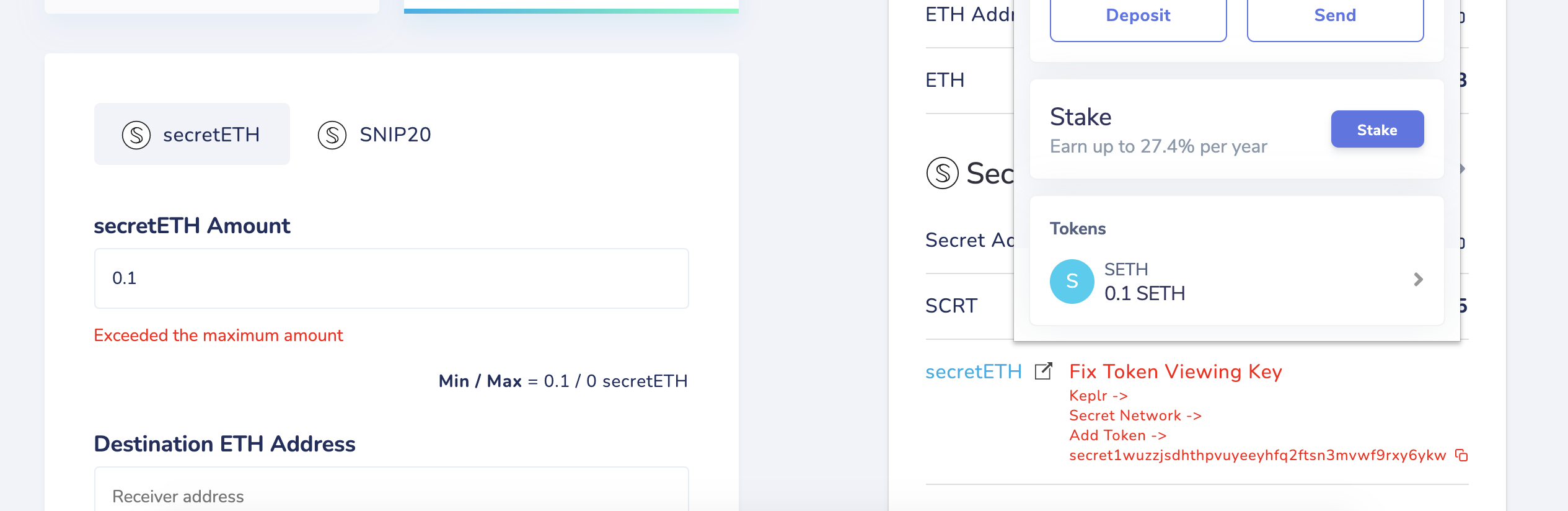 Keplr viewing key issues - this now works FYI · Issue #20 · scrtlabs/EthereumBridgeFrontend · GitHub