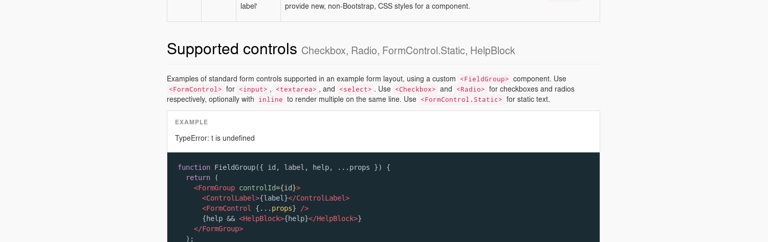 Forms Supported Controls Example · Issue 2933 · React Bootstrapreact