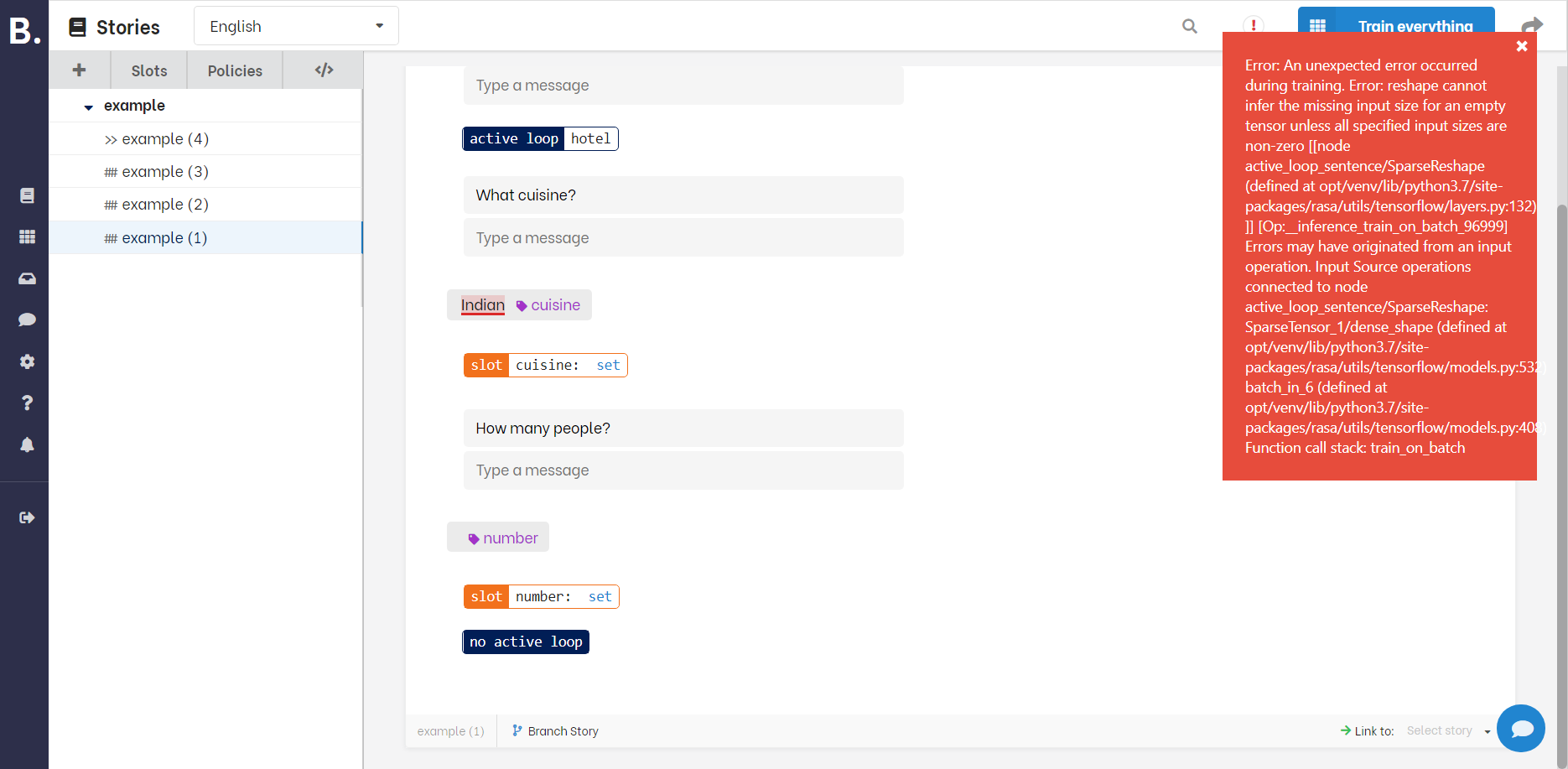 Training & Loading the model is failing · Issue #826 · botfront/botfront · GitHub