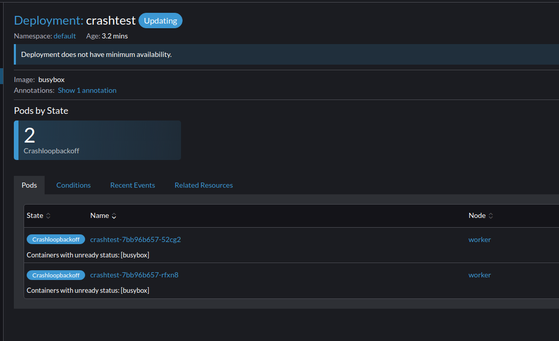 Deployments page shows green status for deployment with pods in `crashloopbackoff` · Issue #4745 ...