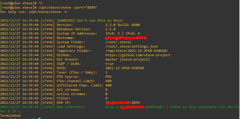 xTeVe Crashes with no error other than "Terminated" · Issue #285 · xteve-project/xTeVe · GitHub