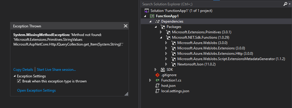 req.ReadFormAsync() throws exception with Microsoft.Extensions.Primitives v 3.0 with Azure ...