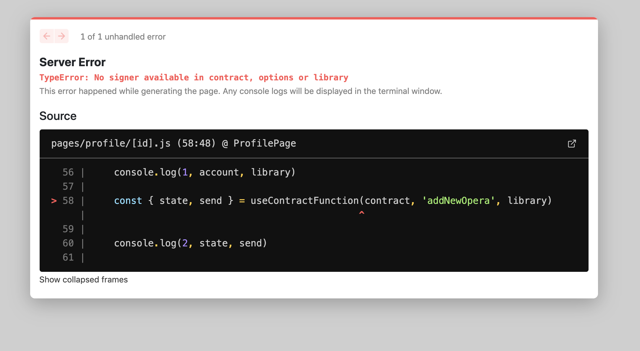 Cannot use `useContractFunction` in NextJS · Issue #232 · TrueFiEng/useDApp · GitHub