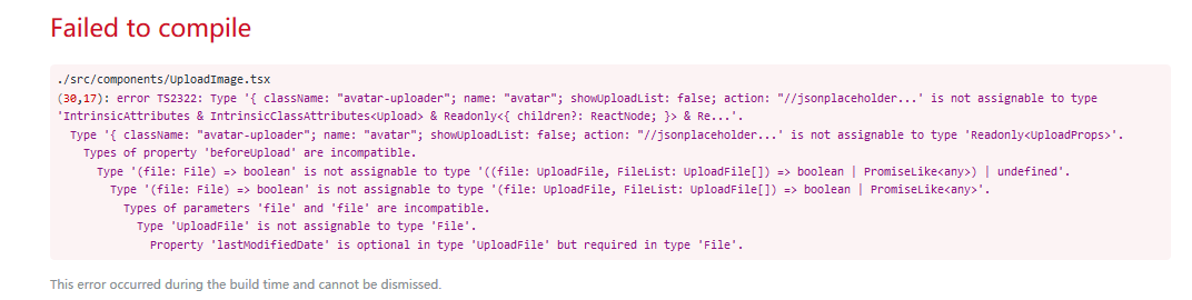 An Error Property Lastmodifieddate Is Optional In Type Uploadfile But Required In Type