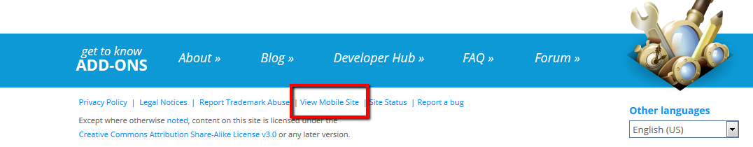 Let S Replace View Mobile Site With Something More Suggestive · Issue 10618 · Mozilla Addons