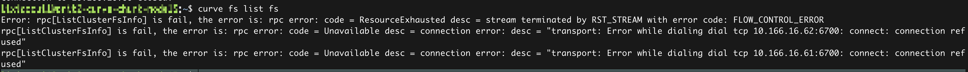 curvefs new tool: curve fs list fs fail · Issue #1808 · opencurve/curve · GitHub