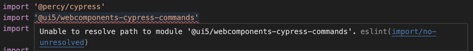 Eslint Import Resolver Cannot Recognise The Ui5webcomponents Cypress Commands Import · Issue