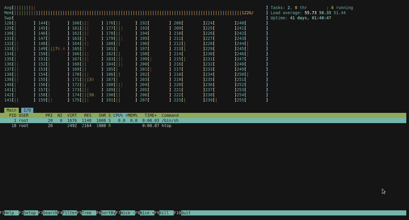 Only CPU bars on a high CPU machine · Issue #1108 · htop-dev/htop · GitHub