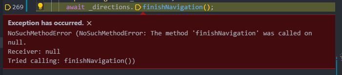Method "finishNavigation" was called on null · Issue #124 · eopeter/flutter_mapbox_navigation ...