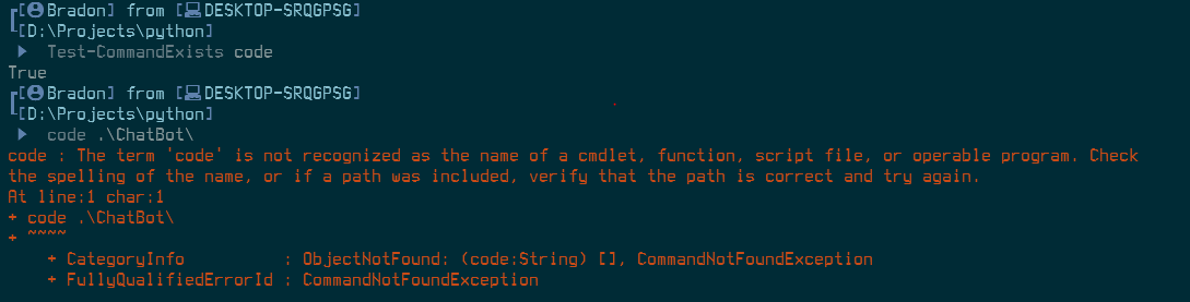 code not found in windows terminal · Issue #174805 · microsoft/vscode ...