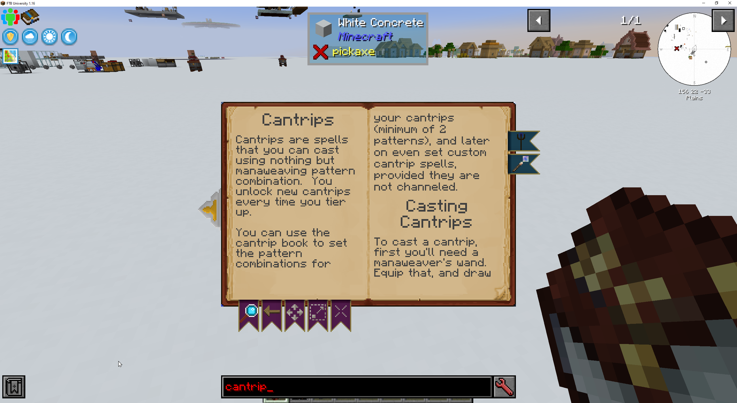 The Codex Arcana mentions a "cantrip book," but I can't find it in JEI or the creative menu ...