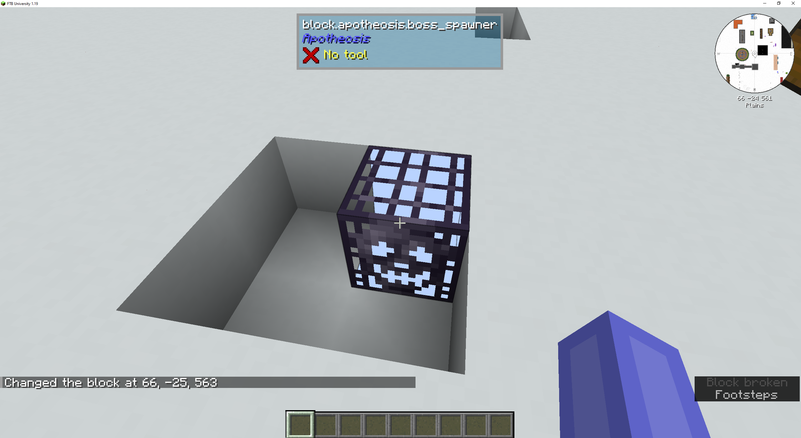 The Boss Spawner block is not set to be transparent, so it lets you see ...