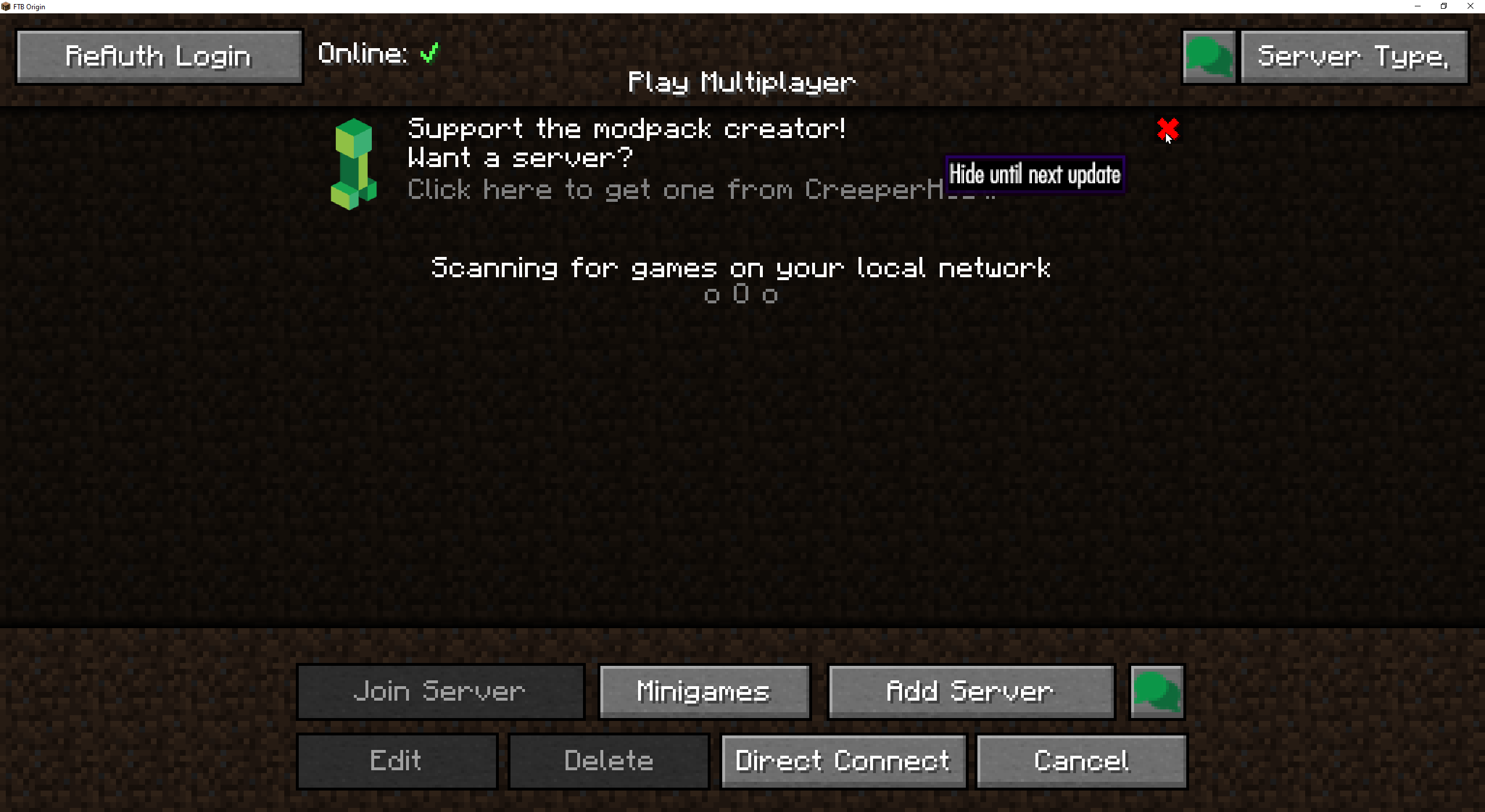 [1.15.2] Some buttons don't work · Issue #189 · CreeperHost/MineTogether · GitHub