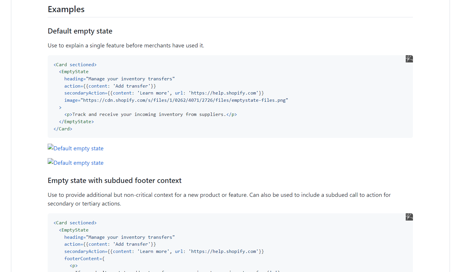 [EmptyState] Missing Images in documentation. · Issue #5535 · Shopify ...