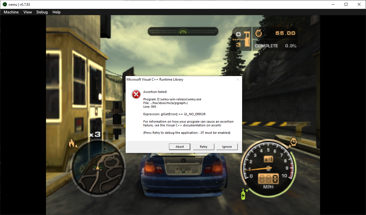 Need for Speed Most Wanted (Official Xbox Magazine Game Disc 50): Assertion failed · Issue #1381 ...