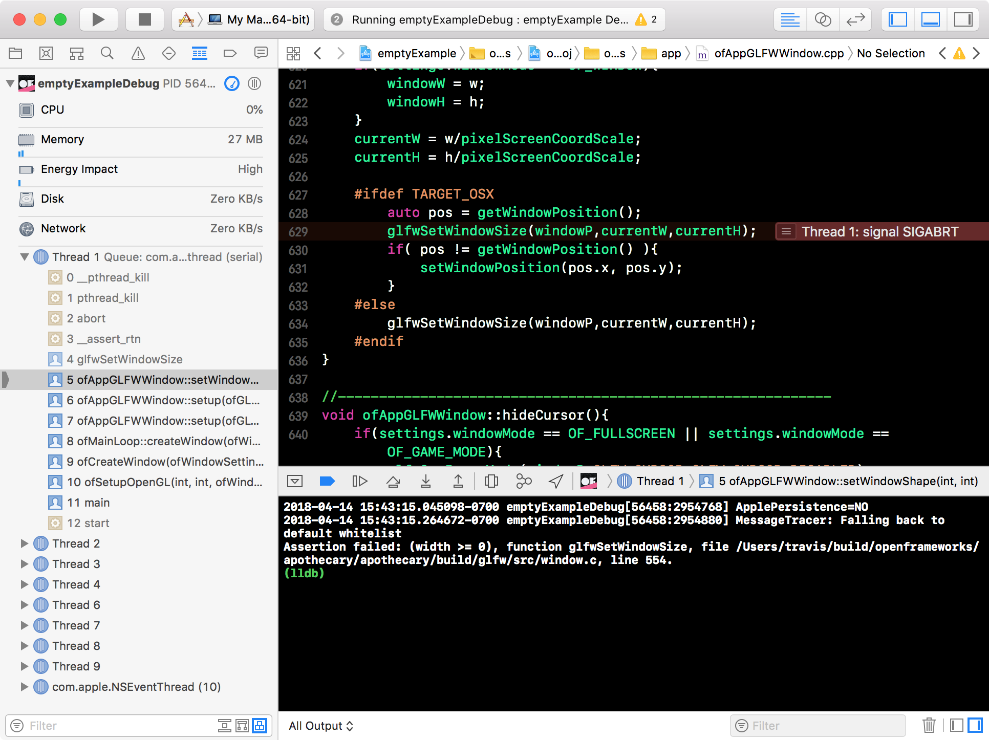 window larger than display causes SIGABRT on mac · Issue #5969 · openframeworks/openFrameworks ...