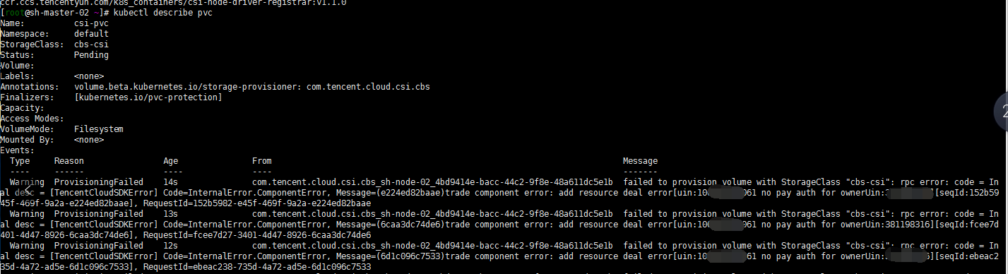 关于使用子账号授权cbs权限创建无权限问题 · Issue 24 · Tencentcloudkubernetes Csi Tencentcloud · Github 8629