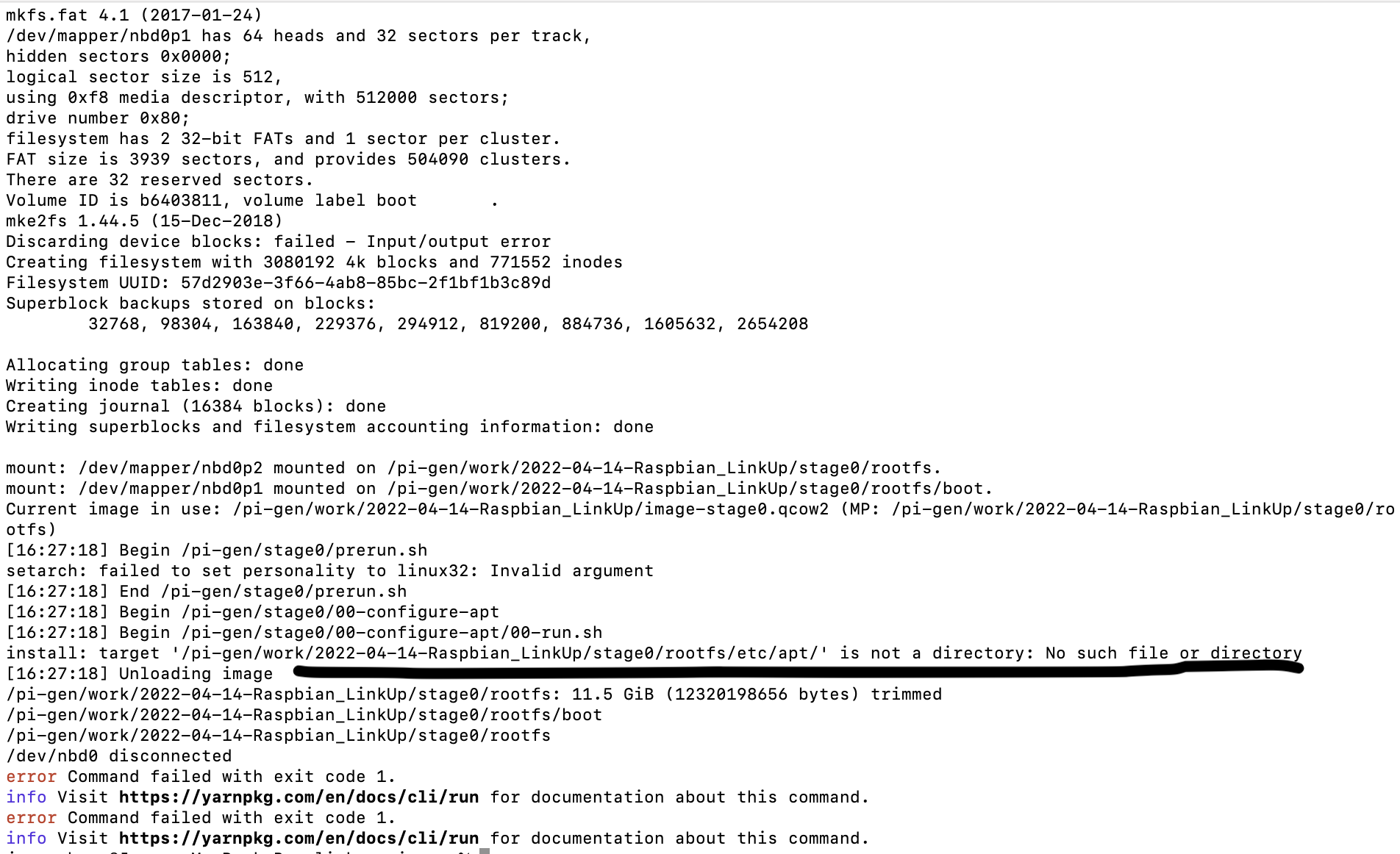 install: target '/pi-gen/work/2022-04-15-Raspbian/stage0/rootfs/etc/apt/' is not a directory: No ...