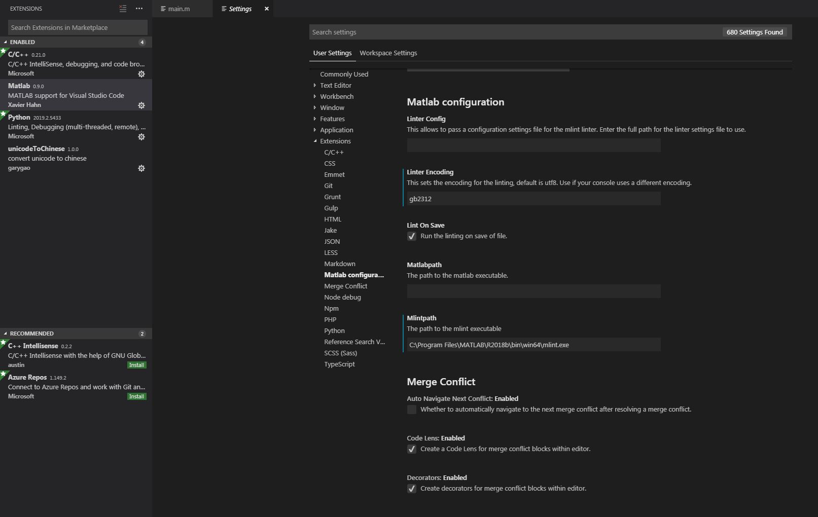Error messages could't show Chinese correctly in Windows · Issue #16 · Gimly/vscode-matlab · GitHub